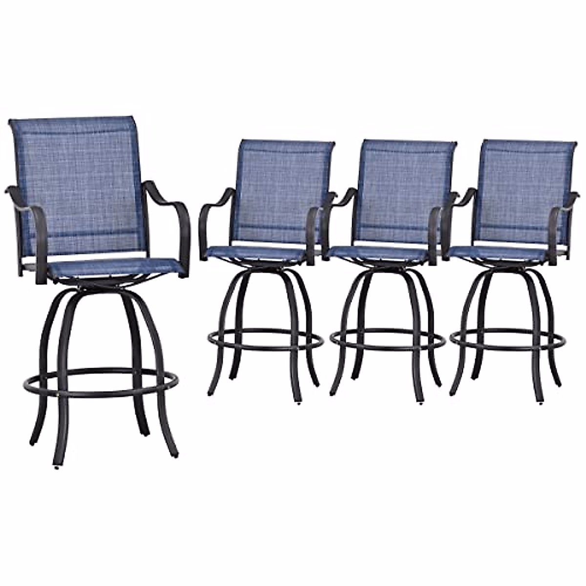 PatioFestival Patio Swivel Bar Stools Set of 4 Outdoor High Bistro Stools Height Chairs Dining Chairs All Weather Garden Furniture(Blue)