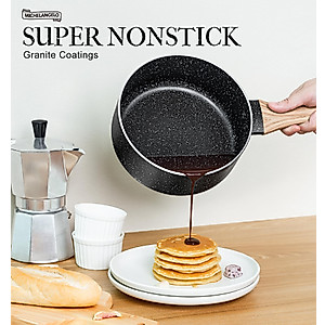 MICHELANGELO 3 Quart Saucepan with Lid, Nonstick Sauce Pan with Lid, Small Pot with Lid, Granite Coating Sauce Pan 3 Quart, Small Sauce Pot, Nonstick Stone Pot with Ergonomic Bakelite Handle