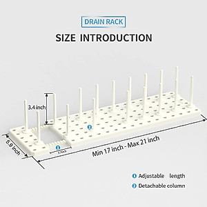 DANCELF Kitchen Cupboard Organization Drawer Organizer, Pegboard Tray for Dish Rack, Kitchen Organizer Plate Holder for Cabinets, Scalable Adjustment, 2Pcs, White
