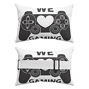 Outdoor Pillows Covers with Inserts WE GAMING Gray Gamepad Continuous Joystick Waterproof Recliner Pillow with Adjustable Strap Throw Pillows for Patio Furniture Pool Lounge Chair, 12x20 inch, 2PCS