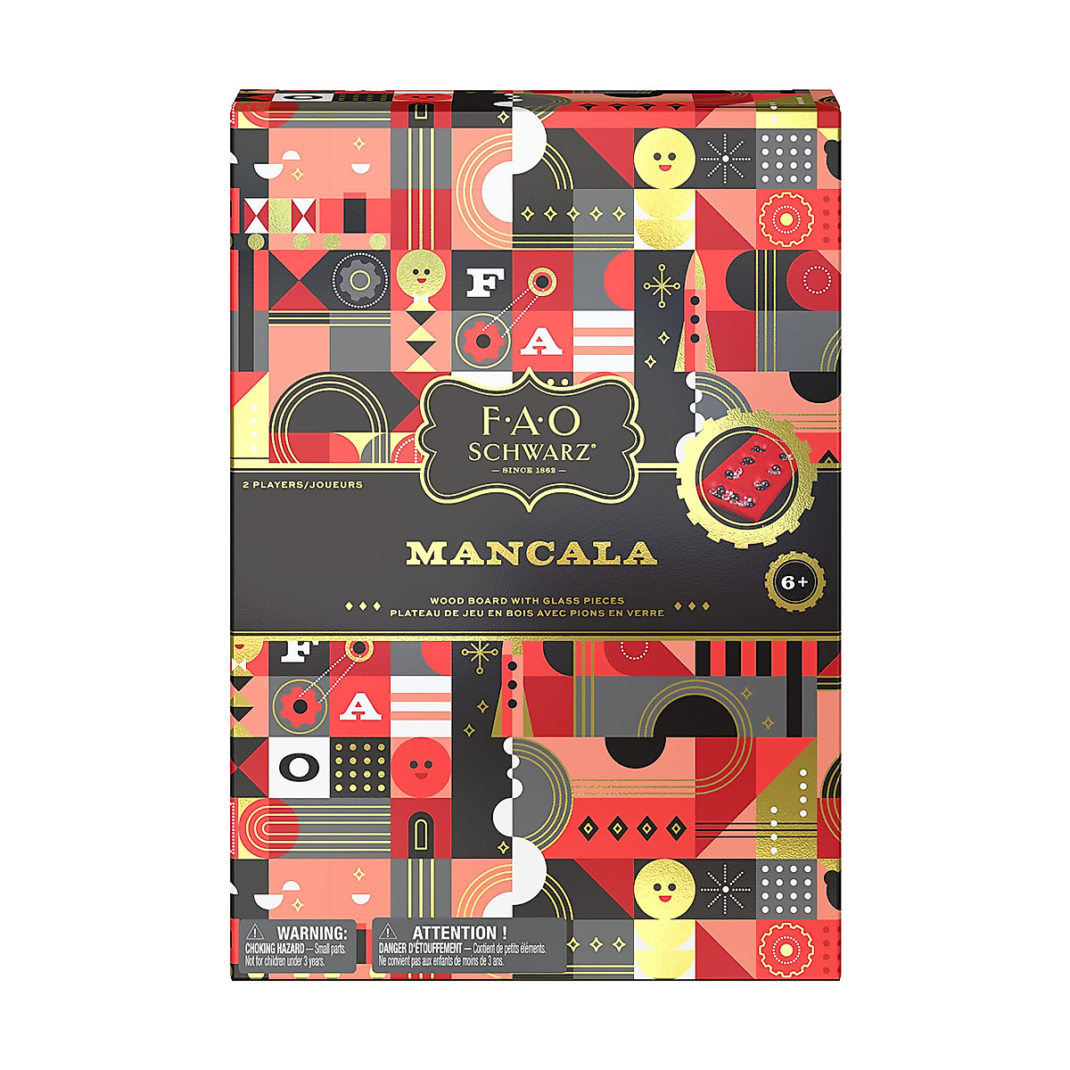 FAO Schwarz Mancala Game with Folding Wood Board, Strategy Game, for Adults and Kids Ages 6 and up