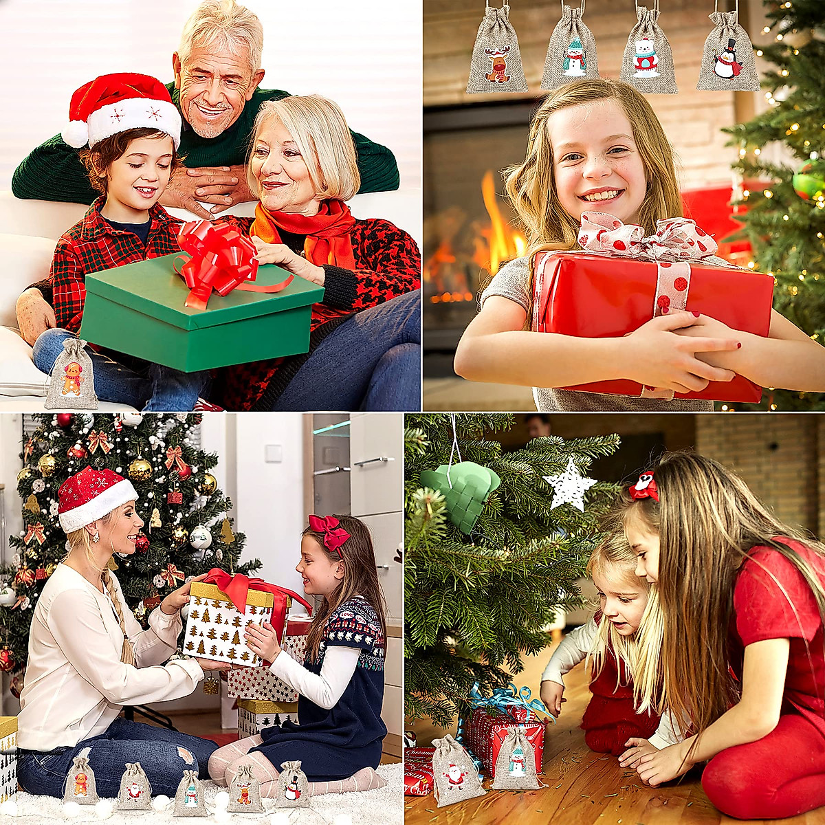 JUNEBRUSHS St Patricks Day Burlap Gift Bags, 42 Pack Saint Patricks Linen Burlap Bag with Drawstring St. Patrick's Day Goodie Candy Treat Bags for Kids Irish Party Favors Shamrock Clovers Small Gift Bags