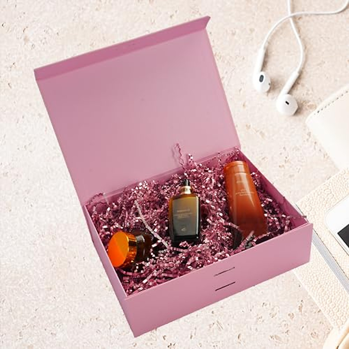 Uptotop 4oz Crinkle Cut Paper Shred Filler for Gift Wrapping Basket Filling, Birthday, Christmas, Thanksgiving, Wedding, Mother's Day, Glitter Pink (4 oz)