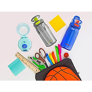 ZULU Kids Flex 16oz Tritan Plastic Water Bottle with Silicone Spout, Leak-Proof Locking Flip Lid and Soft Touch Carry Loop for School Backpack, Lunchbox, and Outdoor Sports, Blue