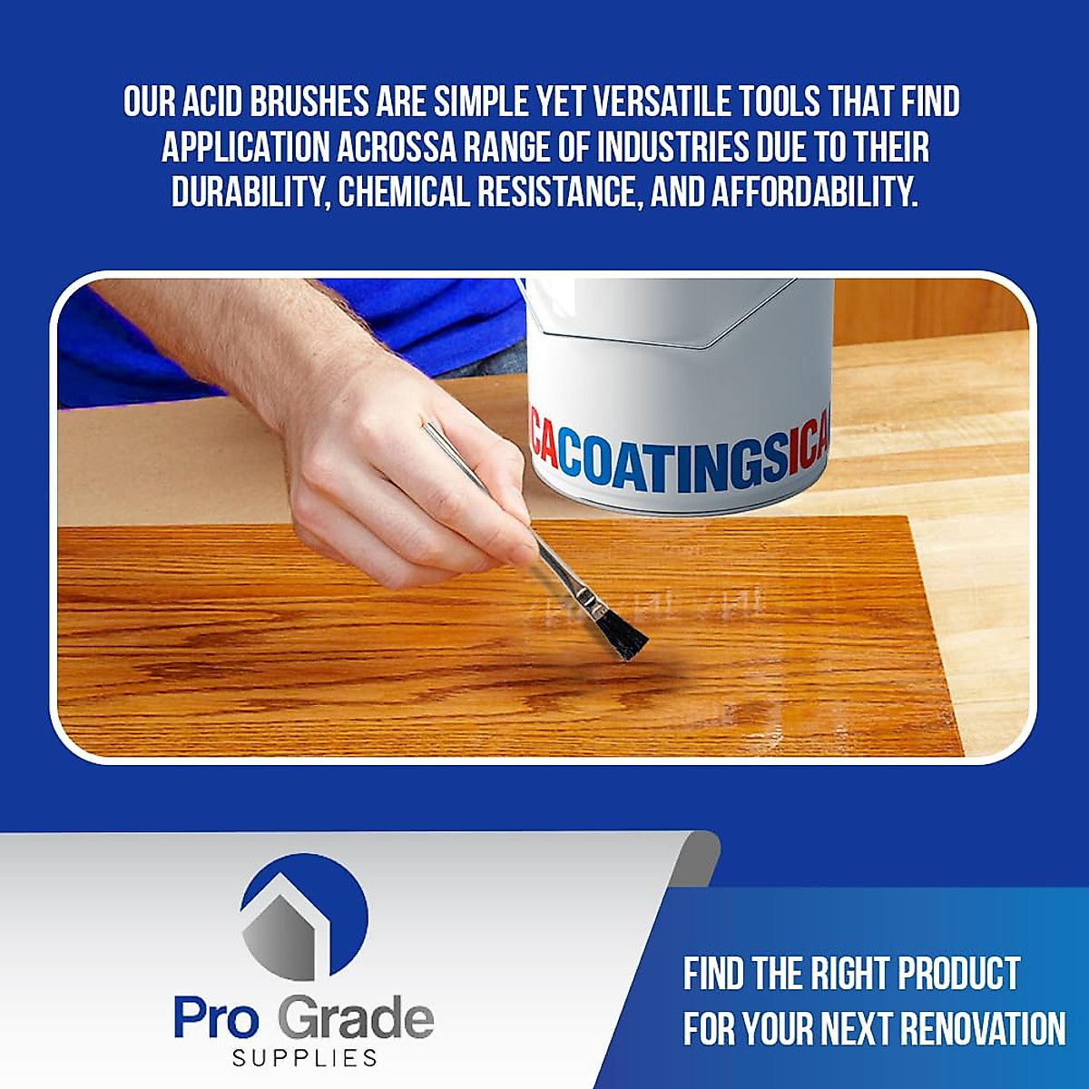 Pro Grade - Acid Brushes - 144 Count 3/8" Boar Hair Acid Flux Brushes