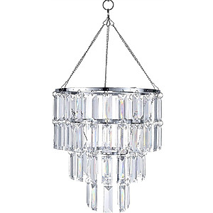 FlavorThings Plug in Modern Chandelier Faux Crystal Light Fixture Pendant,W10.25 X H11.5,with ON/Off Switch and 16.4ft Clear Hanging Cord for Bedroom Dining Room and More(1 Light Plug-in, Crystal)