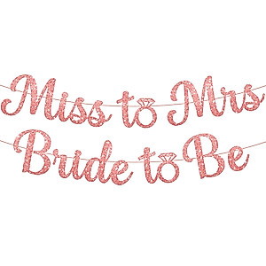KatchOn, Rose Gold Miss to Mrs Bride to Be Banner - Glitter, 10 Feet, No DIY | Miss to Mrs Banner for Bridal Shower Decorations | Bridal Shower Banner | Bride To Be Sign, Bachelorette Party Decor