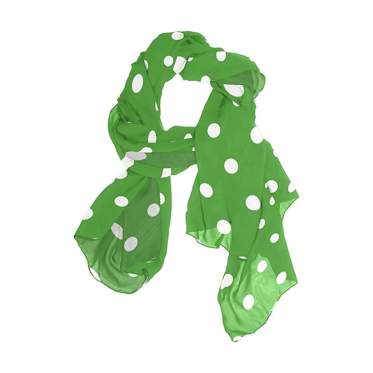ALAZA Fashion Scarves Women Green White Polka Dot Ornament Shawl Wrap Long Chiffon Scarf for Outdoor