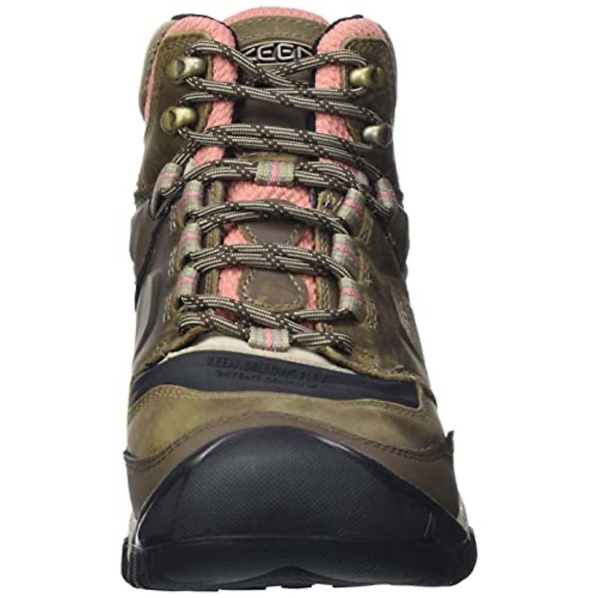 KEEN Women's Ridge Flex Mid Height Waterproof Hiking Boot, Timberwolf/Brick Dust, 11