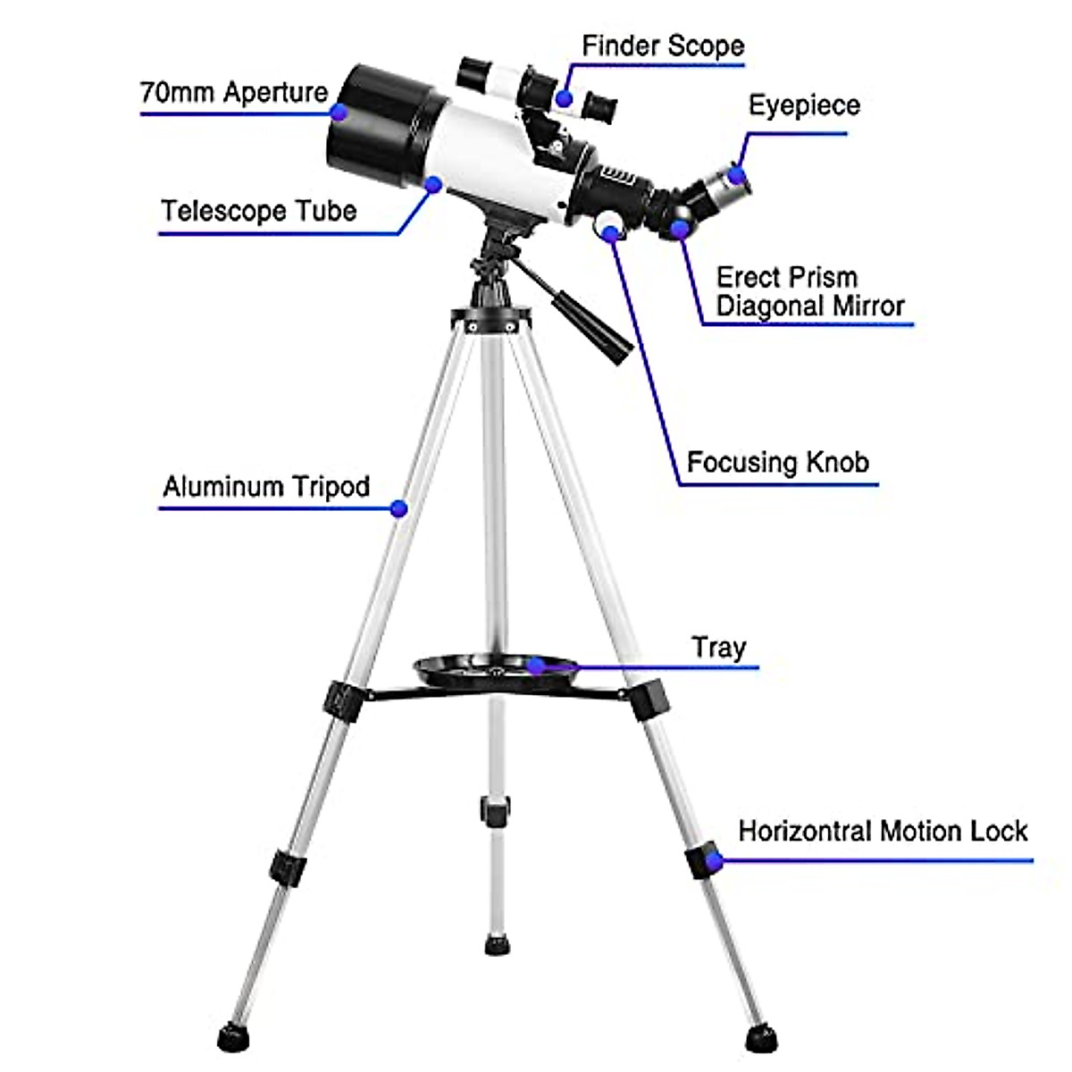 Telescopes for Adults, 70mm Aperture 400mm AZ Mount, Telescope for Kids Beginners, Fully Multi-Coated Optics, Astronomy Refractor Telescope Portable Telescope with Tripod, Phone Adapter, Backpack