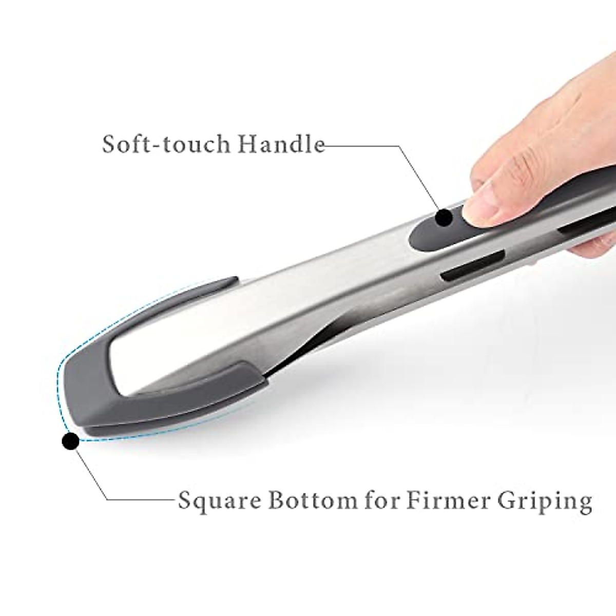 KITCHENDAO Tongs for Cooking with Silicone Tips, One-Handed for Convenience, Soft-Touch Handle, Silicone Tipped Food Grill BBQ Cooking Tongs for Non-Stick (12 Inch&9 inch Sets)