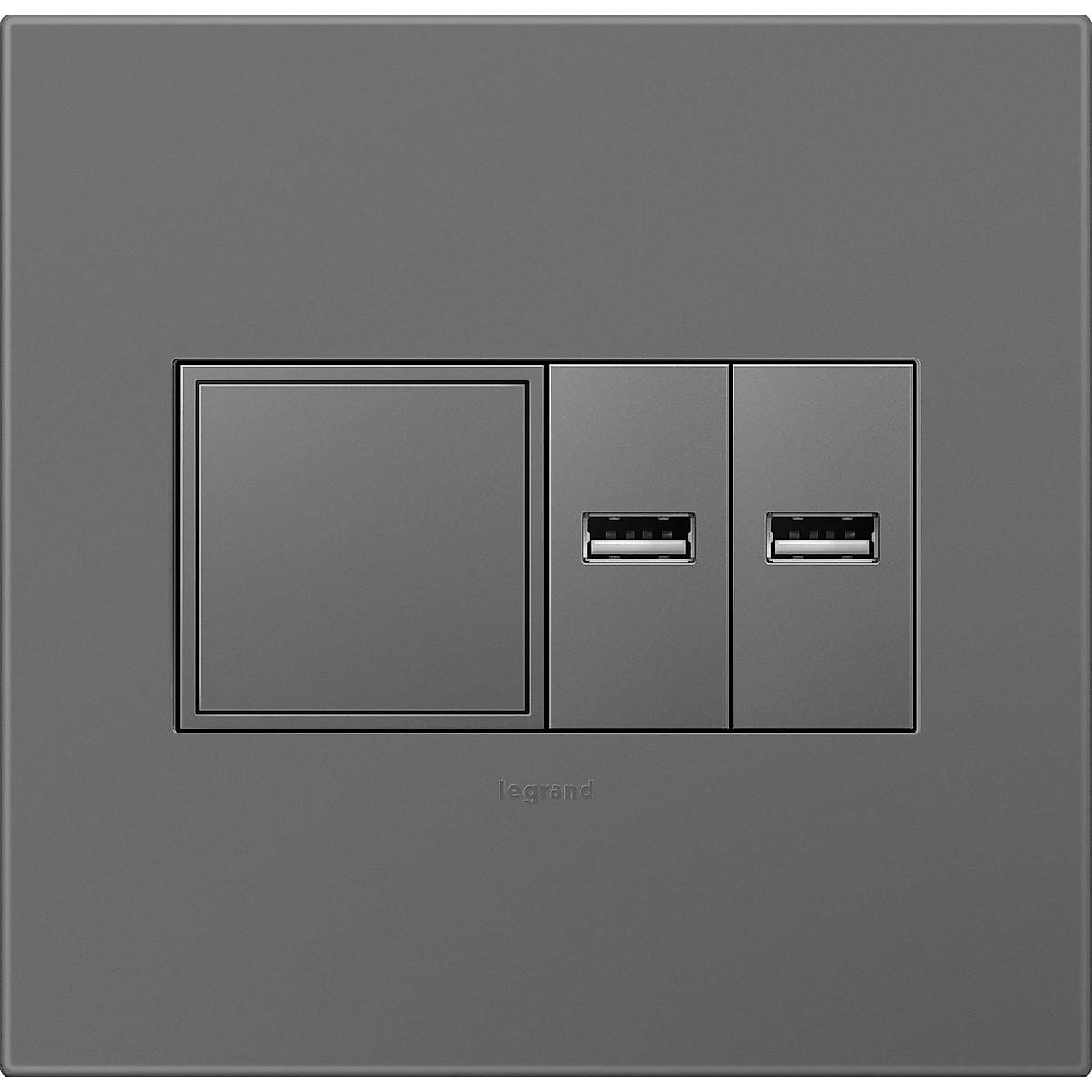Legrand adorne 2-Gang Pop-Out Outlet in Magnesium with Matching Wall Plate, ARPTR152GM2WP
