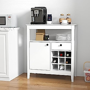 scolyk Wine Cabinet with Storage: Bar Cabinet with Storage, White Coffee Bar Cabinet with Storage, Liquor Cabinet Bar for Home, Mini Bar Cabinets for Liquor and Glasses