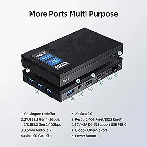 MeLE Fanless Mini PC Quieter3Q 11th Gen N5105 16GB 512GB Windows 11 Pro, Micro Computer WiFi 6 Small Desktop Service with USB-C PD, Gigabit Ethernet, Dual HDMI 4K, Auto Power on, PXE Support M.2 SSD