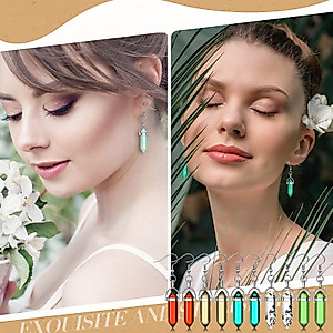 Zhehao 30 Paris Healing Crystals Earrings for Women Quartz Stone Dangle Earrings Hexagonal Gemstone Earring Crystal Chakra Eardrop for Women