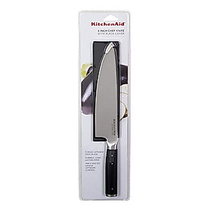 KitchenAid Gourmet Forged Triple Rivet Chef Knife with Custom-Fit Blade Cover, 8-inch, Sharp Kitchen Knife, High-Carbon Japanese Stainless Steel Blade, Black