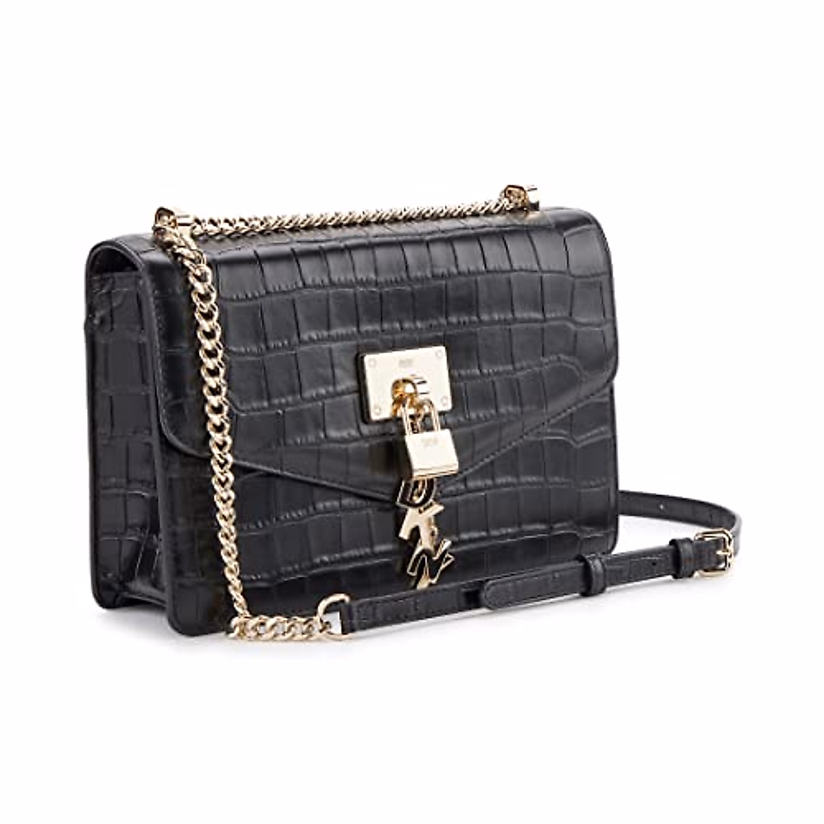 DKNY Women's Elissa Small Shoulder Bag, Black Gold