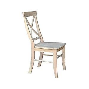 International Concepts Pair of X-Back Dining Chairs, Unfinished Wood