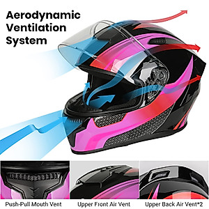 Favoto Full Face Motorcycle Helmet, DOT Approved Lightweight Helmet, Anti-Fog Film Included, cascos para motos for Adults Men Women, Purple