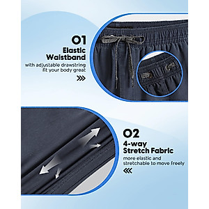 maamgic Men's 5 inch Inseam Shorts Pull-On Relaxed Fit Comfort Stretch Short Shorts with Pocket Washed Blue Large