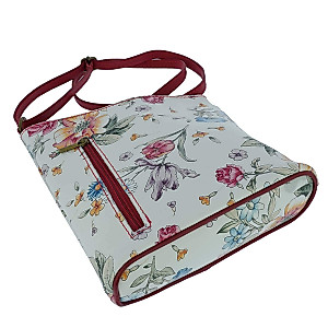 Fioretta Italian Embossed Genuine Leather Flower Pattern Crossbody Shoulder Bag Handbag For Women