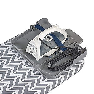 Polder Stowaway Ironing Board with 47 x 16.5-Inch Ironing Surface and Fold-Over Iron Rest with Storage