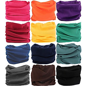VANCROWN Neck Gaiter Headband Headwear Head Wrap Face Mask Magic Scarf Bandana for Men and Women (12PCS.Solid Color.4)