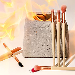 EcoTools Elements Fiery Eye Makeup Brush Set, For Eyeshadow & Eyeliner, Blending Brushes for Eyes, Eco Friendly Makeup Brushes, Limited Edition, Orange, Cruelty Free & Vegan, 6 Piece Set