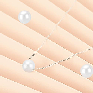Pearl Pendant Necklace, Single pearl necklace for women adjustable length S925 sterling silver simple Handmade pearl Chain necklace as everyday jewlery Birthday Gift for women girls friends Mom