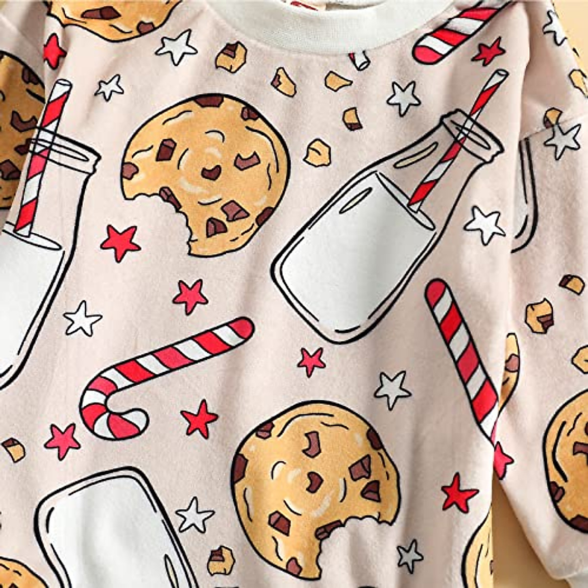 Cevoerf Infant Baby Girl Boys Christmas Outfit - Oversized Xmas Cookie Print Romper Sweatshirt Christmas Clothes