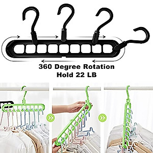 Closet Organizers and Storage,6 Pack Sturdy Closet Organizer Hangers,College Dorm Room Essentials,Closet Storage,Closet Organization,Magic Space Saving Hanger with 9-Holes for Wardrobe Heavy Clothes