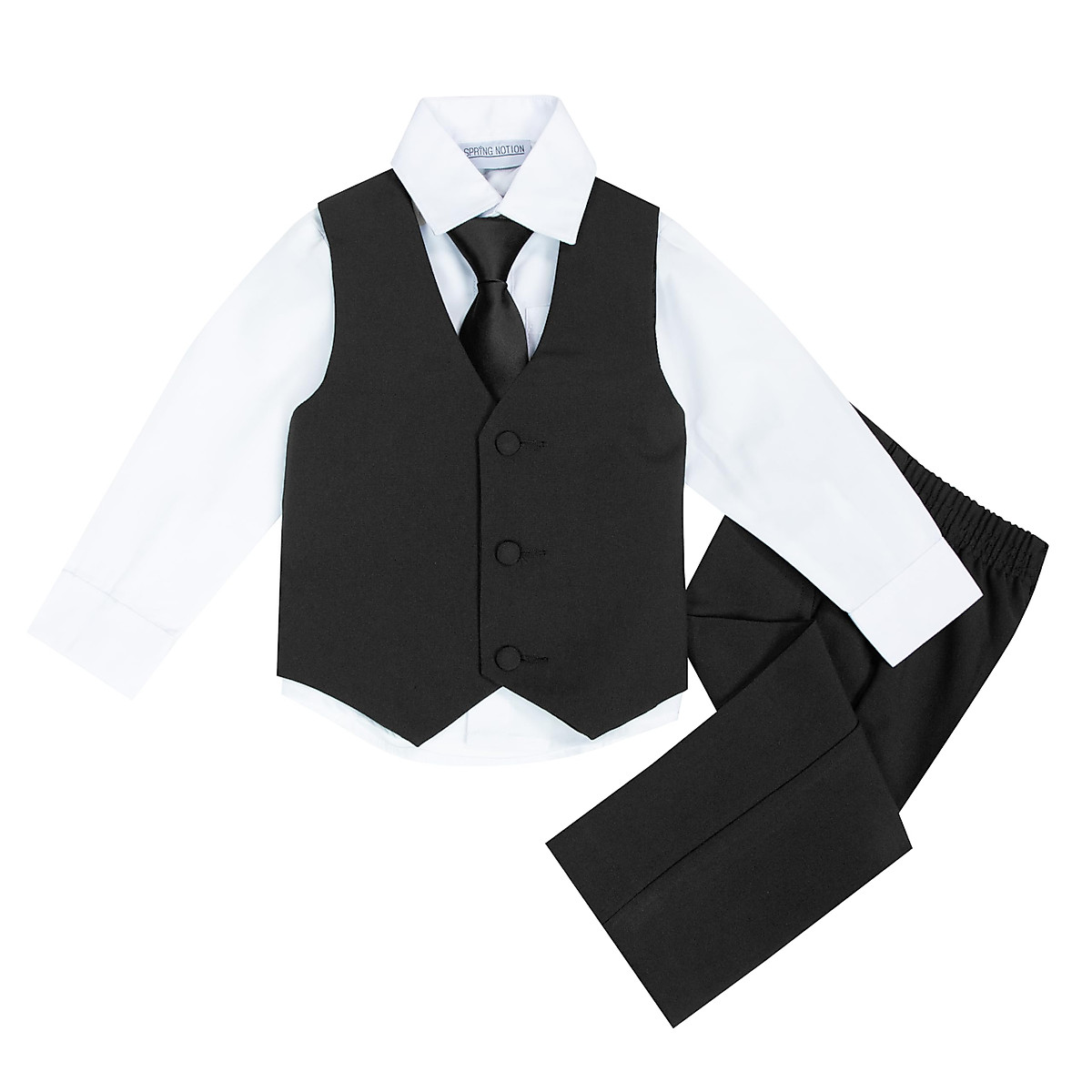 Spring Notion Baby Boys' Classic Fit Formal Black Dress Suit Set 6M (Small)