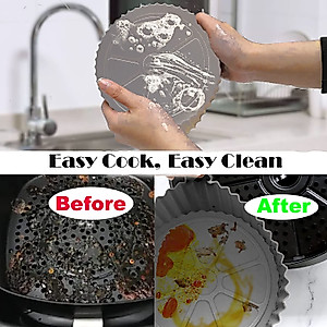 2 Pack Air Fryer Silicone Liners, 8 Inch Air Fryer Liners Apply To 3-6 Qt Air fryer Oven, Replacement Of Parchment Paper, Top: 8"- Bottom: 7"