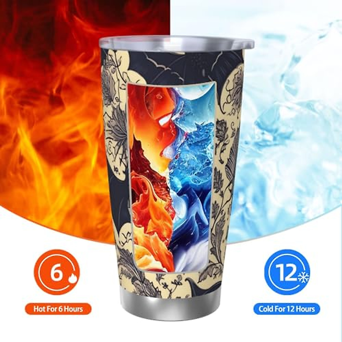 Bat Print Tumbler with Lid and Straw 20oz Stainless Steel Car Cup for Hot and Cold Drinks, Double Wall Insulated Travel Coffee Mug Reusable Drink Thermos Cup Birthday Gifts