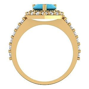 Clara Pucci 2.25 ct Heart Cut Solitaire Halo Genuine Simulated Turquoise Engagement Promise Anniversary Bridal Ring 18K Yellow Gold 3.5
