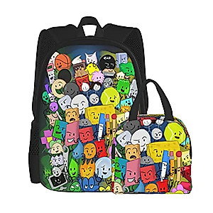 MXSLOVE Casual 2 Pieces Backpack Set, Battle for Bfdi Shoulder Bookbag Travel Bag with Lunch Tote