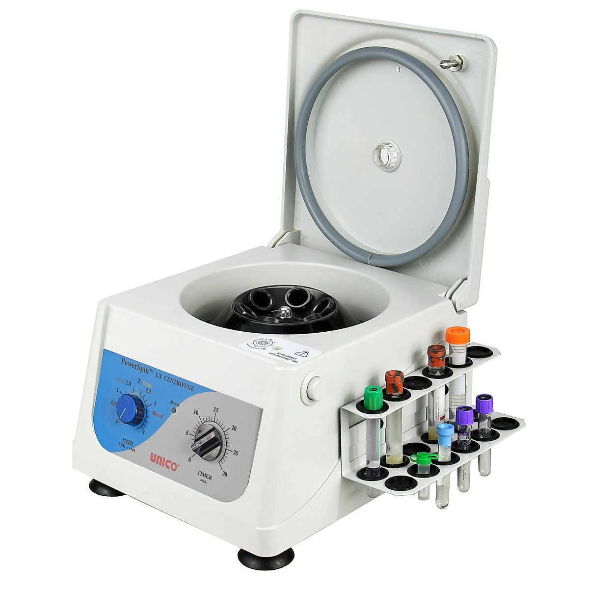 UNICO C856 Power Spin Model LX Centrifuge, 300-4000 RPM Variable Speed, 30 Minutes Timer, 6 Place Rotor, 6 x 10 mL or 3 x 15 mL Capacity, 110V