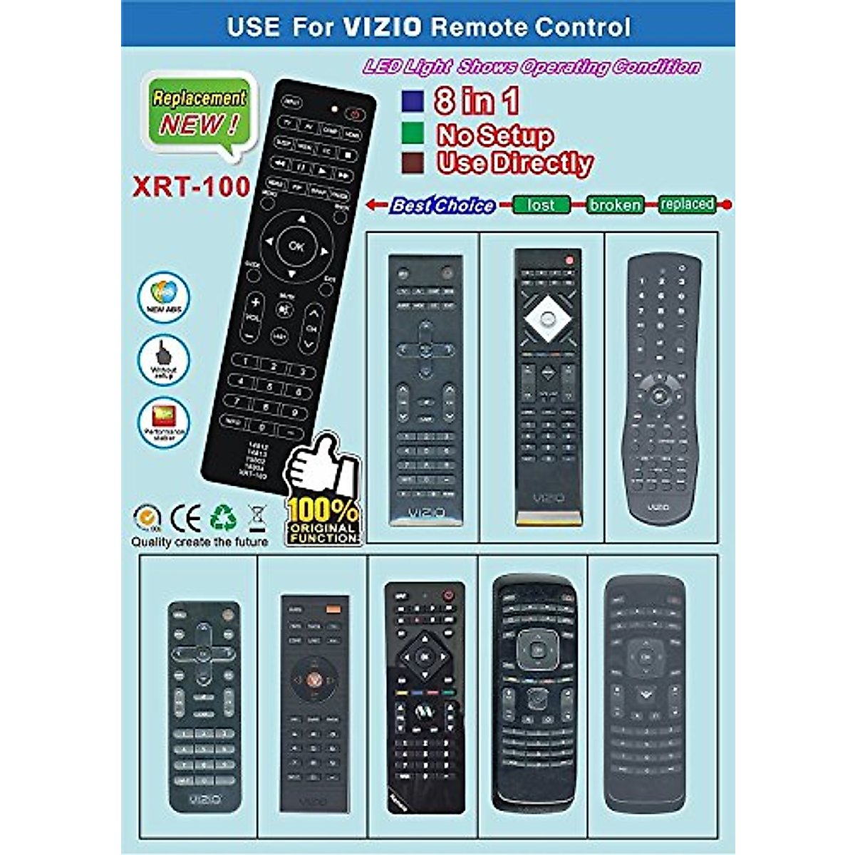 New Nettech XRT100 Universal Remote Control for All VIZIO BRAND TV, Smart TV - 1 Year Warranty