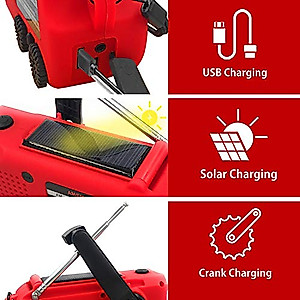 iRonsnow 5000mAh AUTO Alert Emergency Weather Radio, Solar Hand Crank Portable NOAA AM/FM Radio with Headphone Jack Power Bank USB Phone Charger, SOS Alarm Flashlight, Reading Light for Camping Hiking