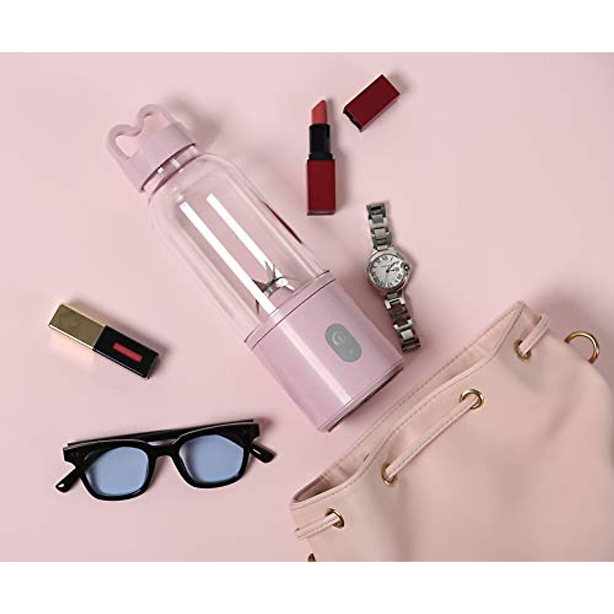 Portable Blender, Personal USB Mini Smoothie Blender, Electric Fruit Juicer Cup with Six Blades, 17oz Detachable Cup and 4000mAh Rechargeable Batteries, Small Travel bottles for shakes and smoothies (pink)