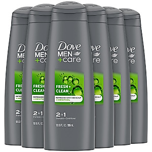 Dove Men+Care Fortifying 2 in 1 Shampoo and Conditioner, Fresh and Clean for Normal to Oily Hair with Caffeine and Menthol to Help Strengthen & Nourish Hair, 12 fl oz, Pack of 6