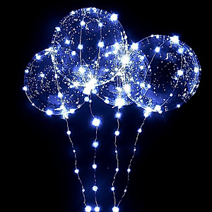 10 PACKS LED Bobo Balloons,Transparent LED Light Up Balloons,Helium Style Glow Bubble Balloons with String Lights for Party Birthday Wedding Festival Decorations (White)