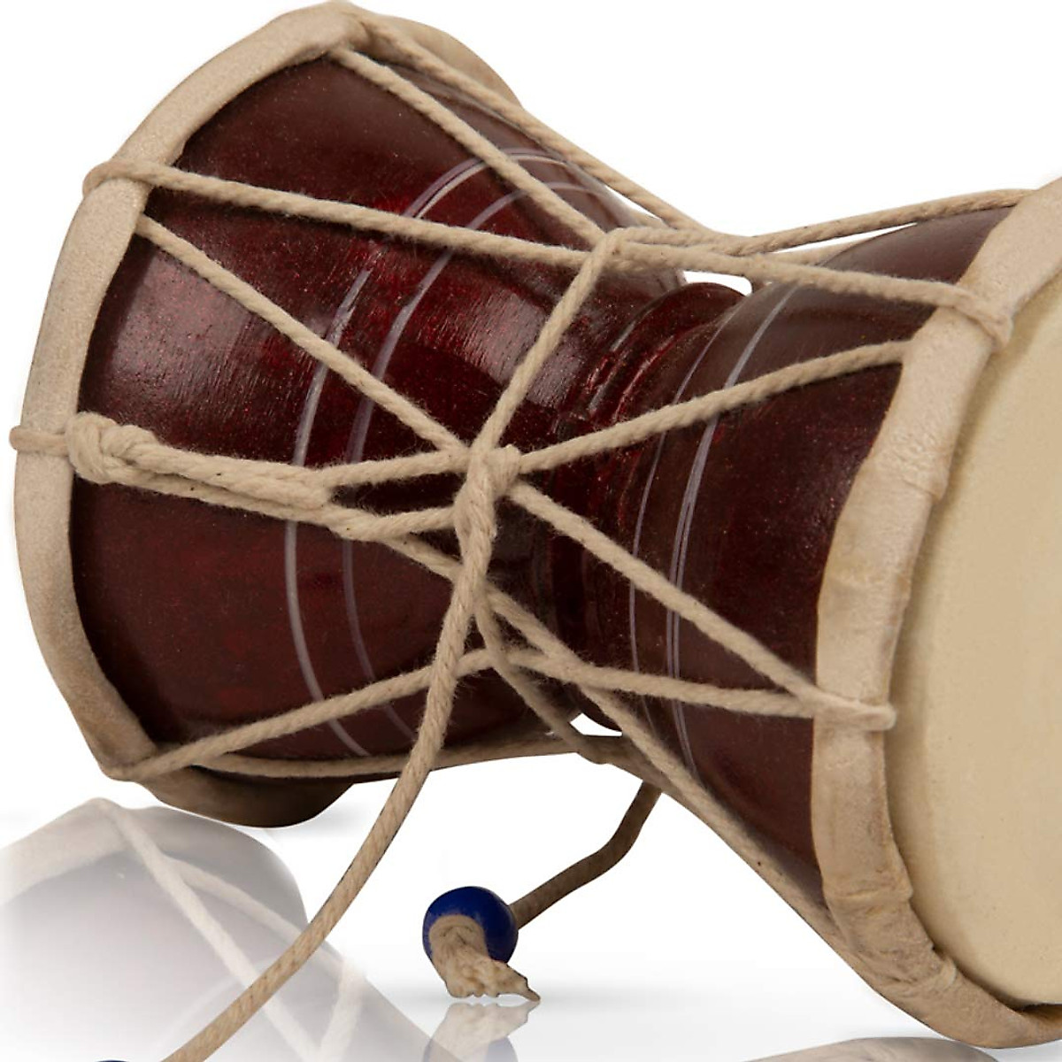 Handmade Wooden & Leather Classical Indian Folk Dumroo Damroo Damaru Hand Drum Set Percussion Decorative Collectible Showpiece World Musical Instruments (Brown)