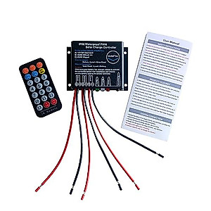 HUINETUL 10A IP68 Waterproof Solar Charge Controller Lithium Ion Lifepo4 Lead Acid Battery 12V 24V PWM Charge Controller with IR Remote Control for 24hrs Dust to Dawn Timer