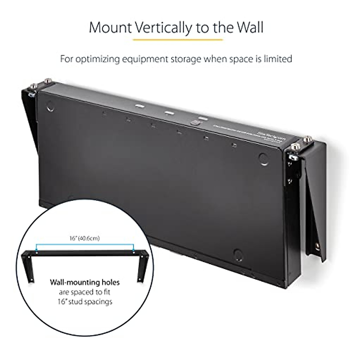 StarTech.com 1U Wall Mount Patch Panel Bracket – 19 in – Steel - Vertical Mounting Bracket for Networking and Data Equipment , TAA (RK119WALLV)