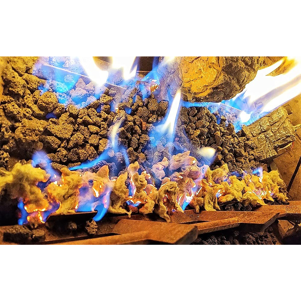 Gas Fireplace Logs ~ Glowing Ember's ~ Premium Rock Wool ~ 3 1/2 Ounces ~ Convenient Storage Hanging Hole ~ Vented Natural Gas Or Liquid Propane Fuels Friendly
