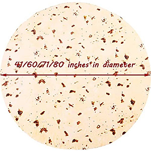 ROKDUK Adults Thick Burritos Throw Blanket 380gsm 71 in Double Sided Premium Ultra Soft Flannel 5 Seconds Warming Large Round Taco Tortilla Food Blankets, Couch Sofa Bed