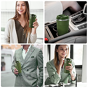 Travel Coffee Mug Spill Proof, Vacuum Insulated Coffee Mug 17oz Stainless Steel Travel Mug Double Wall Leak-Proof Reusable Coffee Tumbler for Keep Hot/Ice Coffee, Tea, and Beer