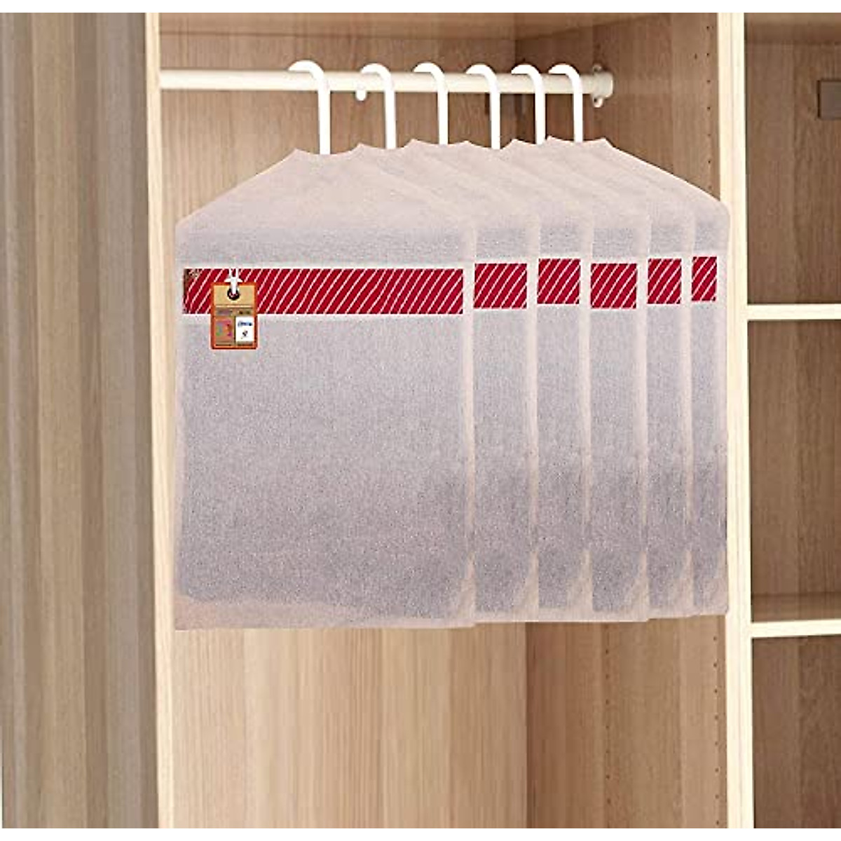 atorakushon 100% Cotton Hanging Saree Covers Clothes Storage Bag 26 x 18 Inches Bigs size Cloth Wardrobe Organizer for Storage Garment Set of 9 Off white