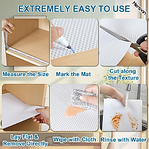 Hersvin Shelf Liners, 24 in x 20 ft Kitchen Drawer Mats, Non-Adhesive EVA Cupboard Protector, Cabinet Lining (White Dot)